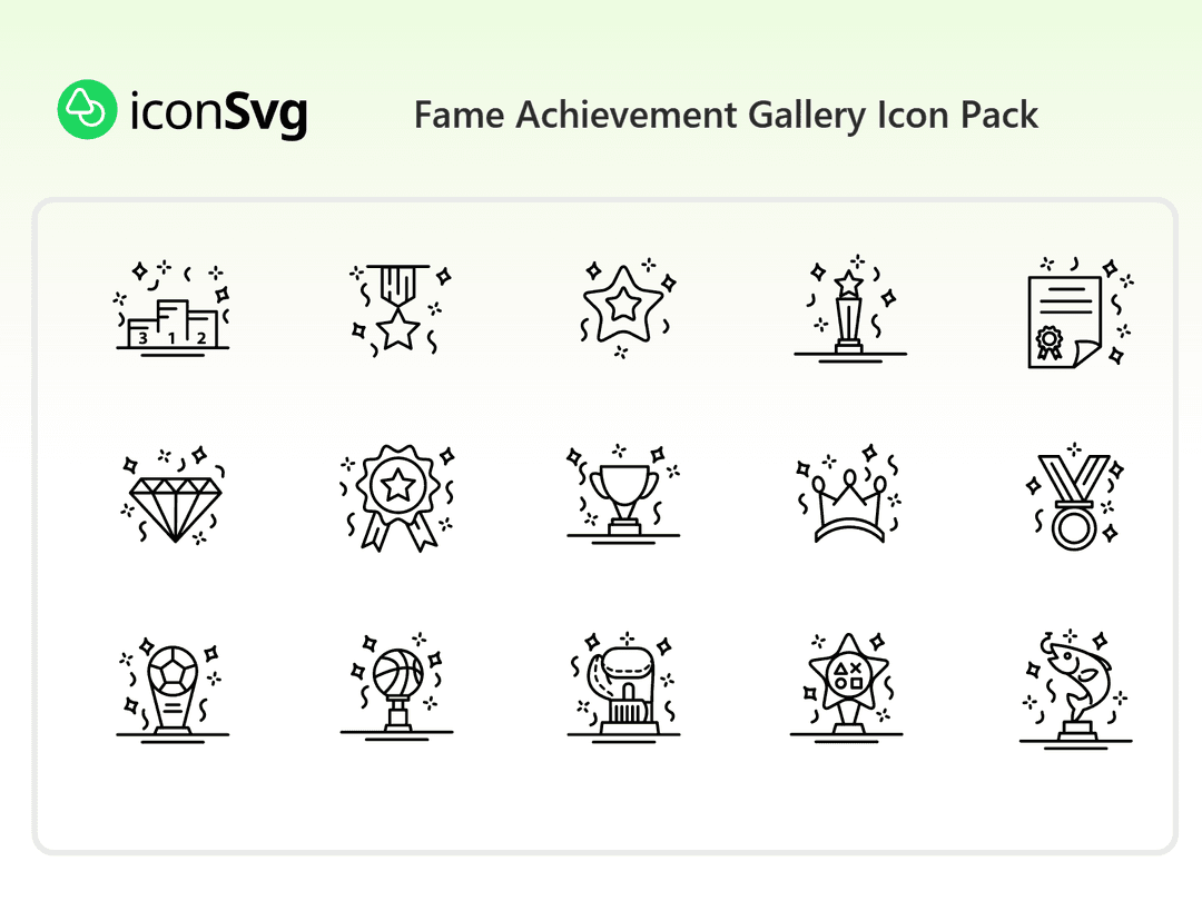 Fame Achievement Gallery Icon Pack, 19 - Free SVG Icons and PNG Vectors ...